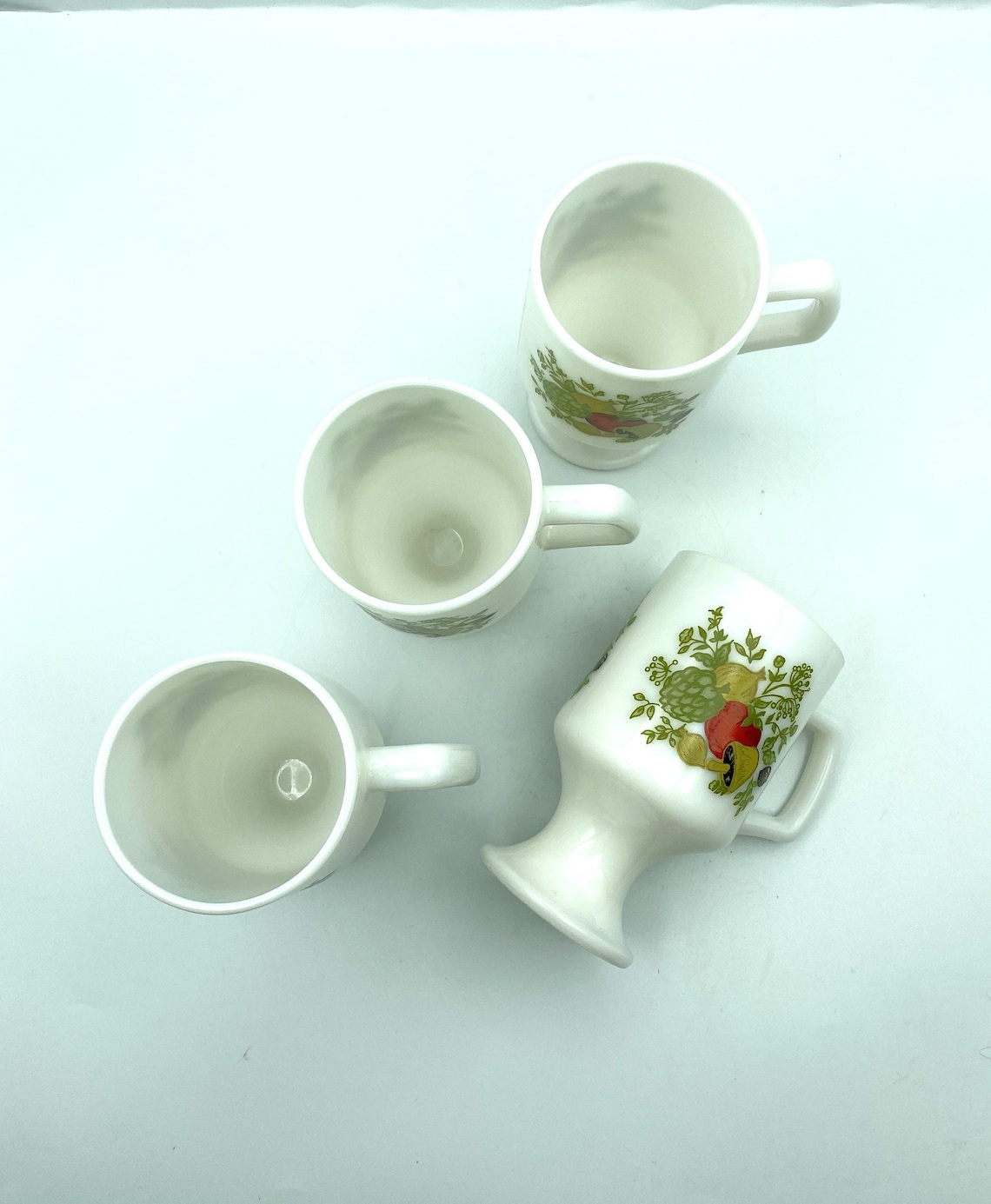 Vintage Spice of Life Milk Glass Footed Mugs Set of 4 - Etsy