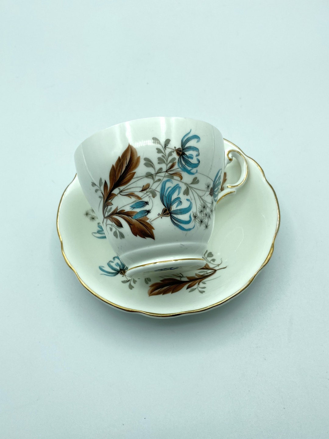 Vintage Regency English Bone China Blue Floral Tea Cup and Saucer - Etsy