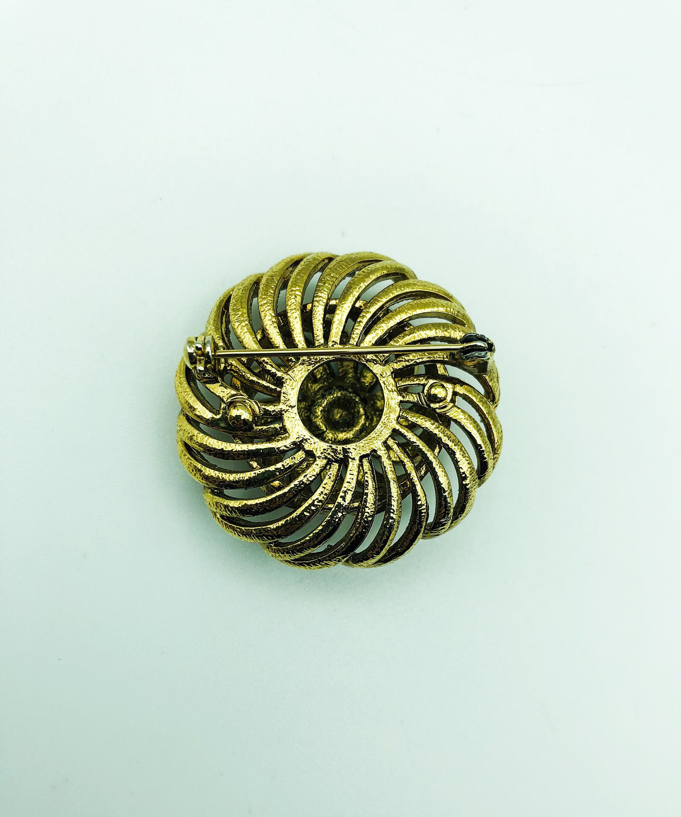Mid Century Golden Rosette Brooch - Etsy