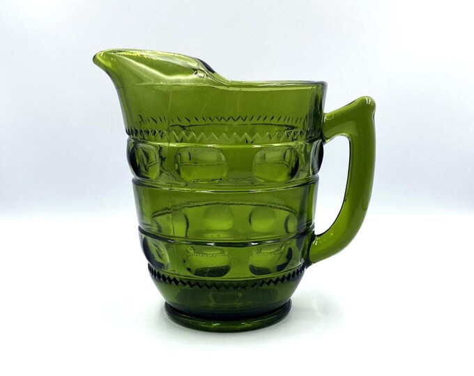 Vintage Tiffin Kings Crown Olive Green Thumbprint Ice Lip Pitcher - Etsy