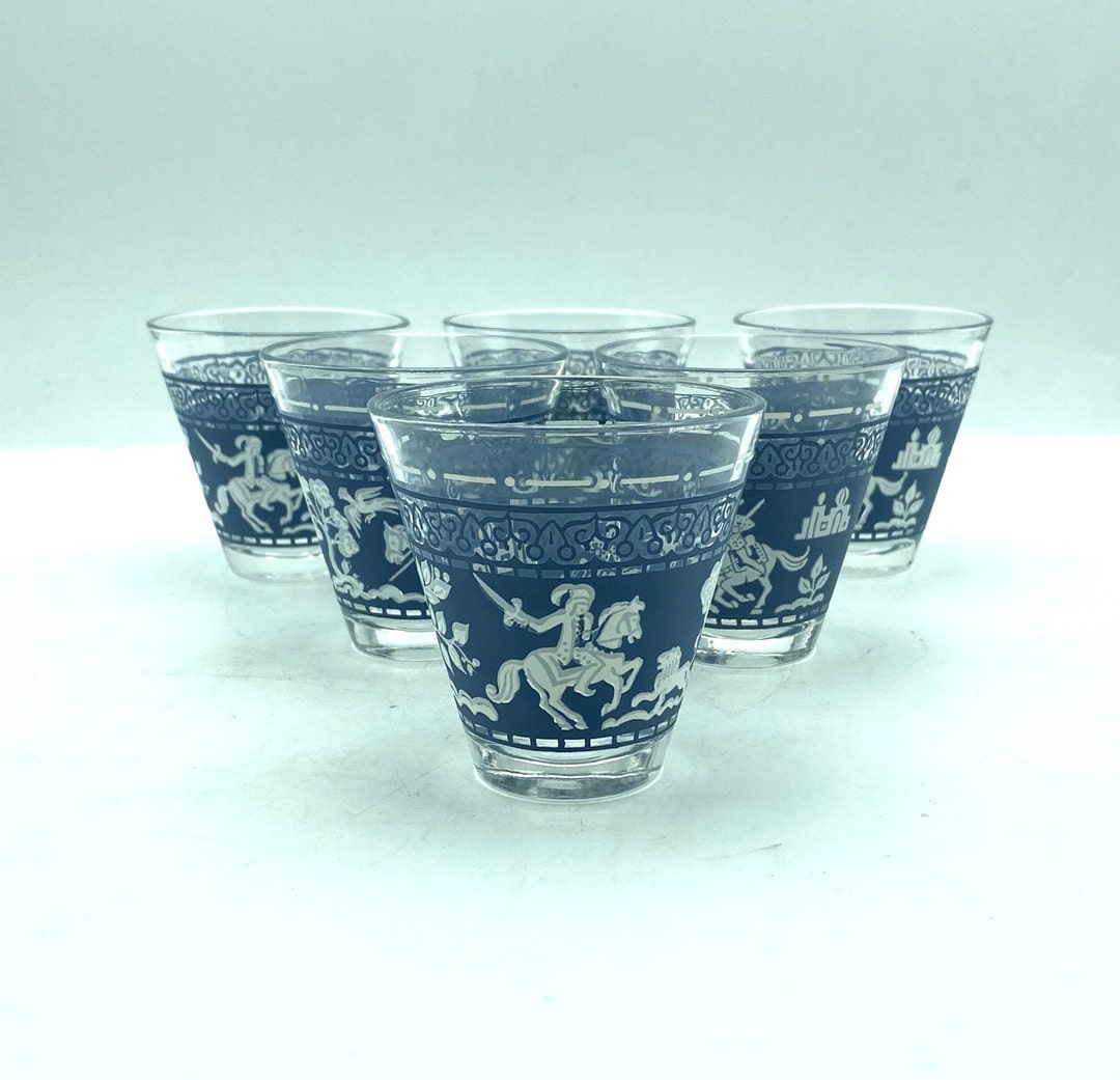 Vintage Mid Century Medieval Joust Double Shot Glasses, Set of 6 - Etsy