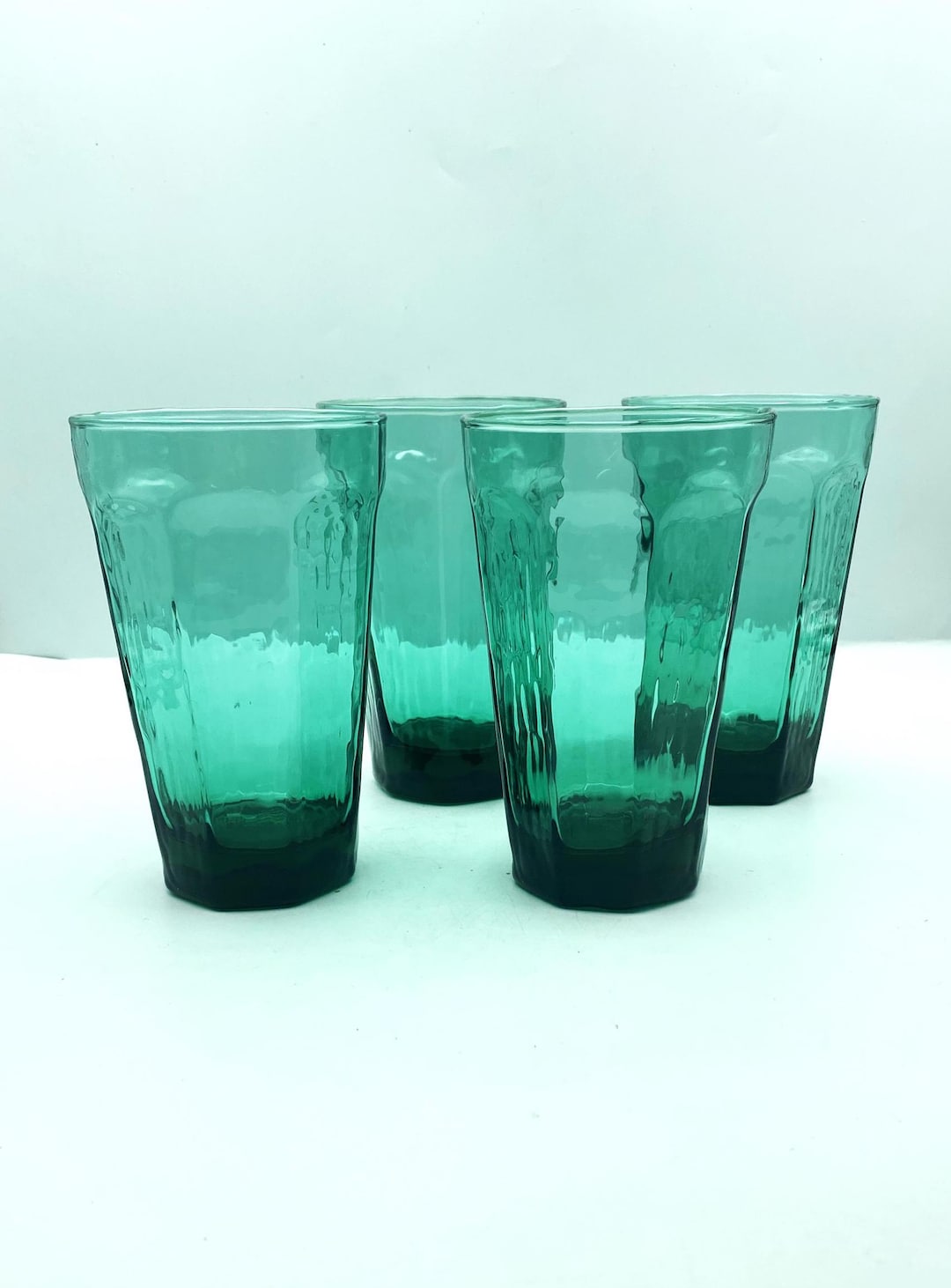 Vintage Teal Green Iced Tea Glasses, Set of 4 - Etsy