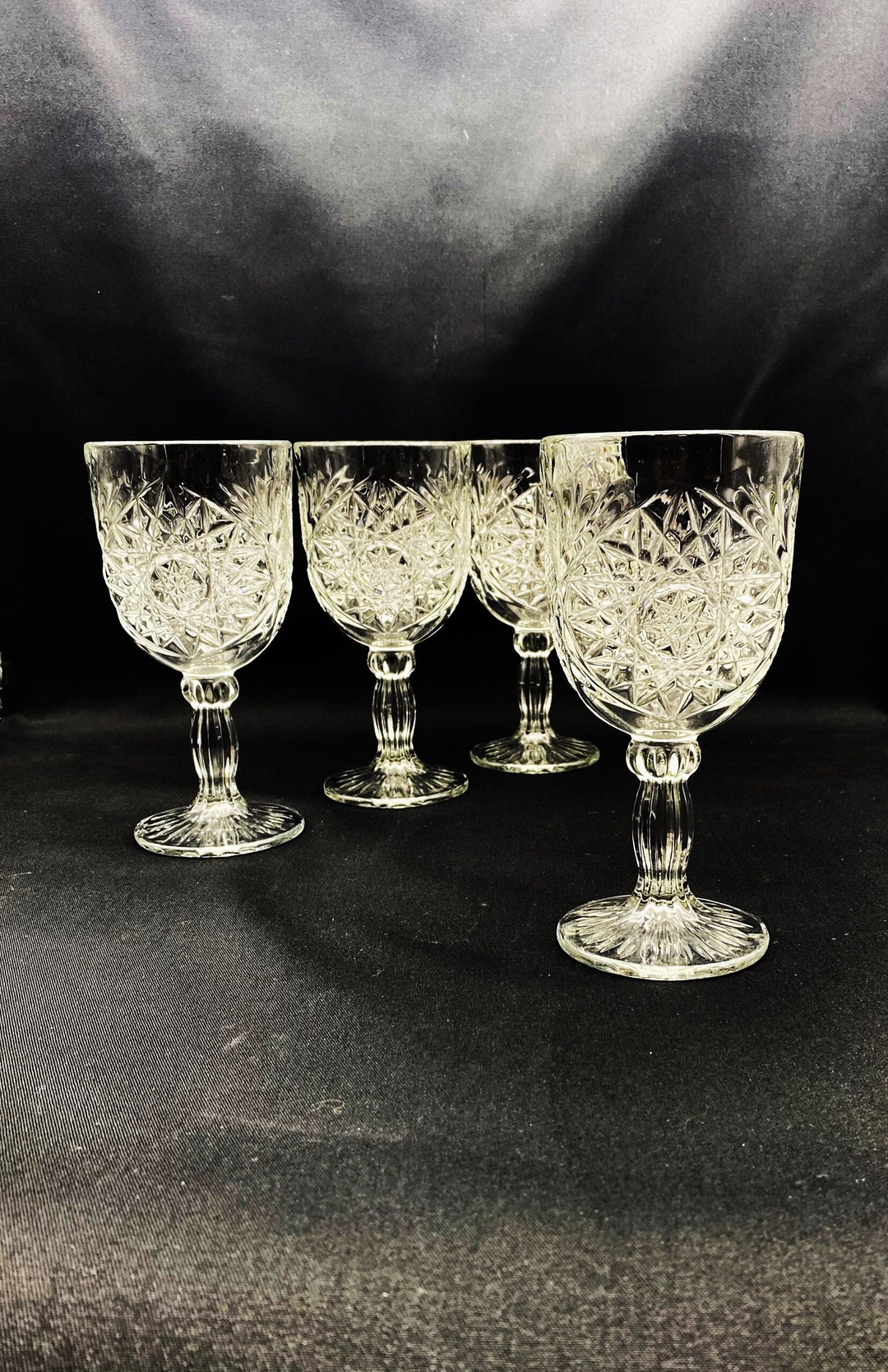 Vintage Libbey Hobstar Water Goblets, Set of 4 - Etsy
