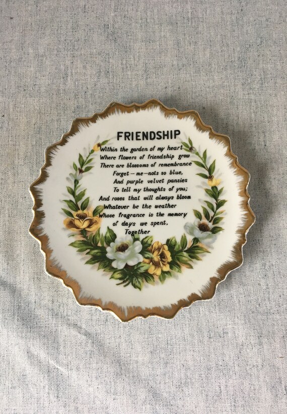 Vintage Friendship Plate with Gold Trim - Etsy