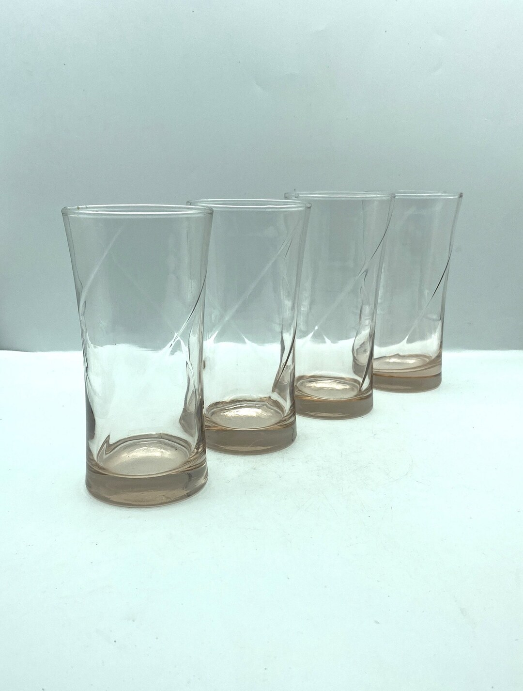 Vintage Blush Pink Swirl Iced Tea Glasses, Set of 4 - Etsy