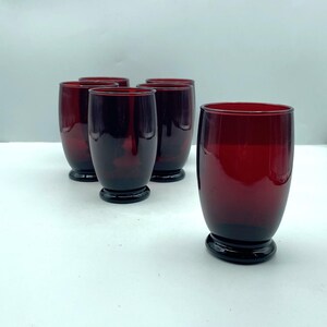 Vintage Anchor Hocking Baltic Ruby Red Glass Water Tumblers, Set of 6 ...