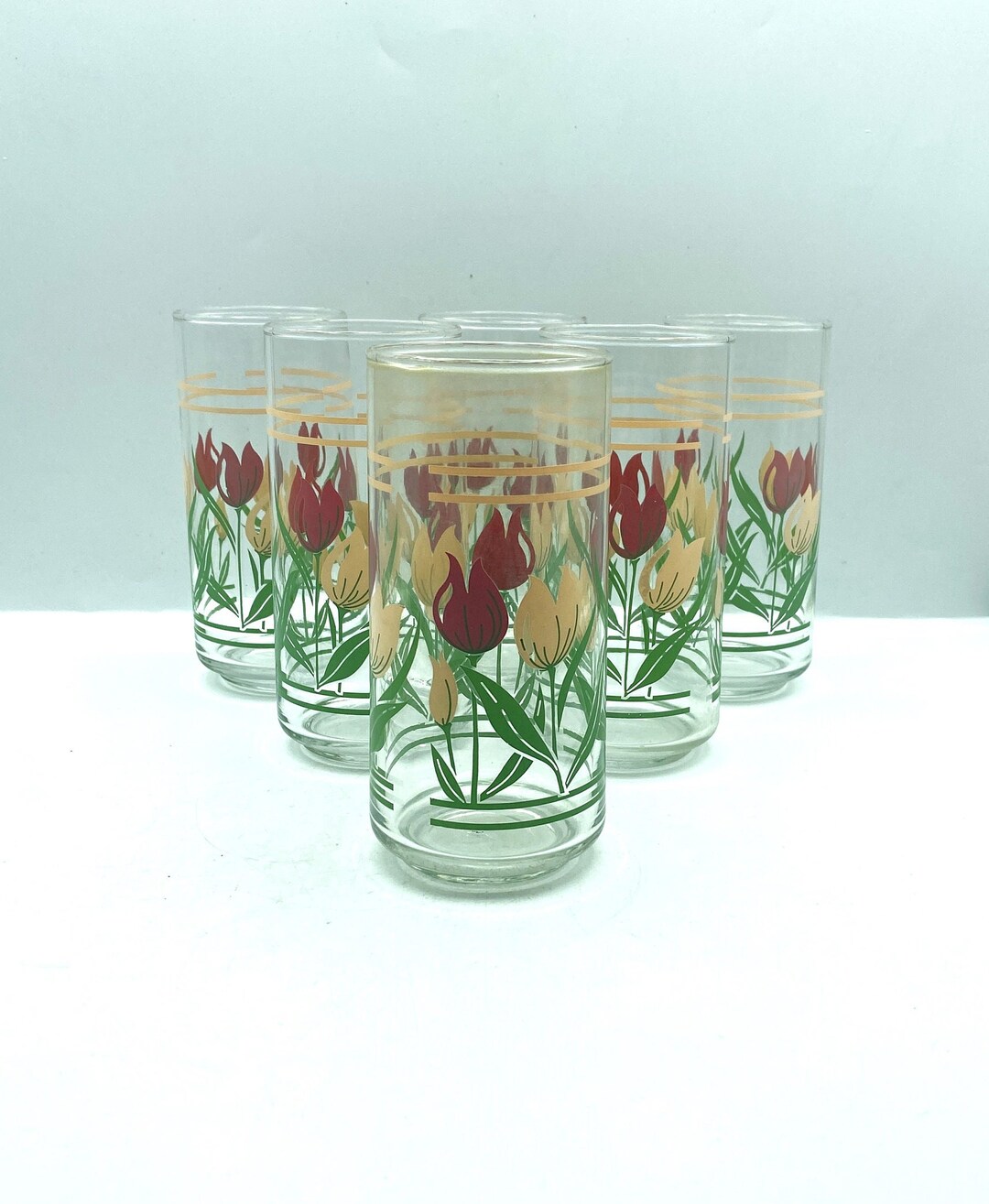 Vintage Crisa Glass Spring Tulips Water Tumblers, Set of 6 - Etsy