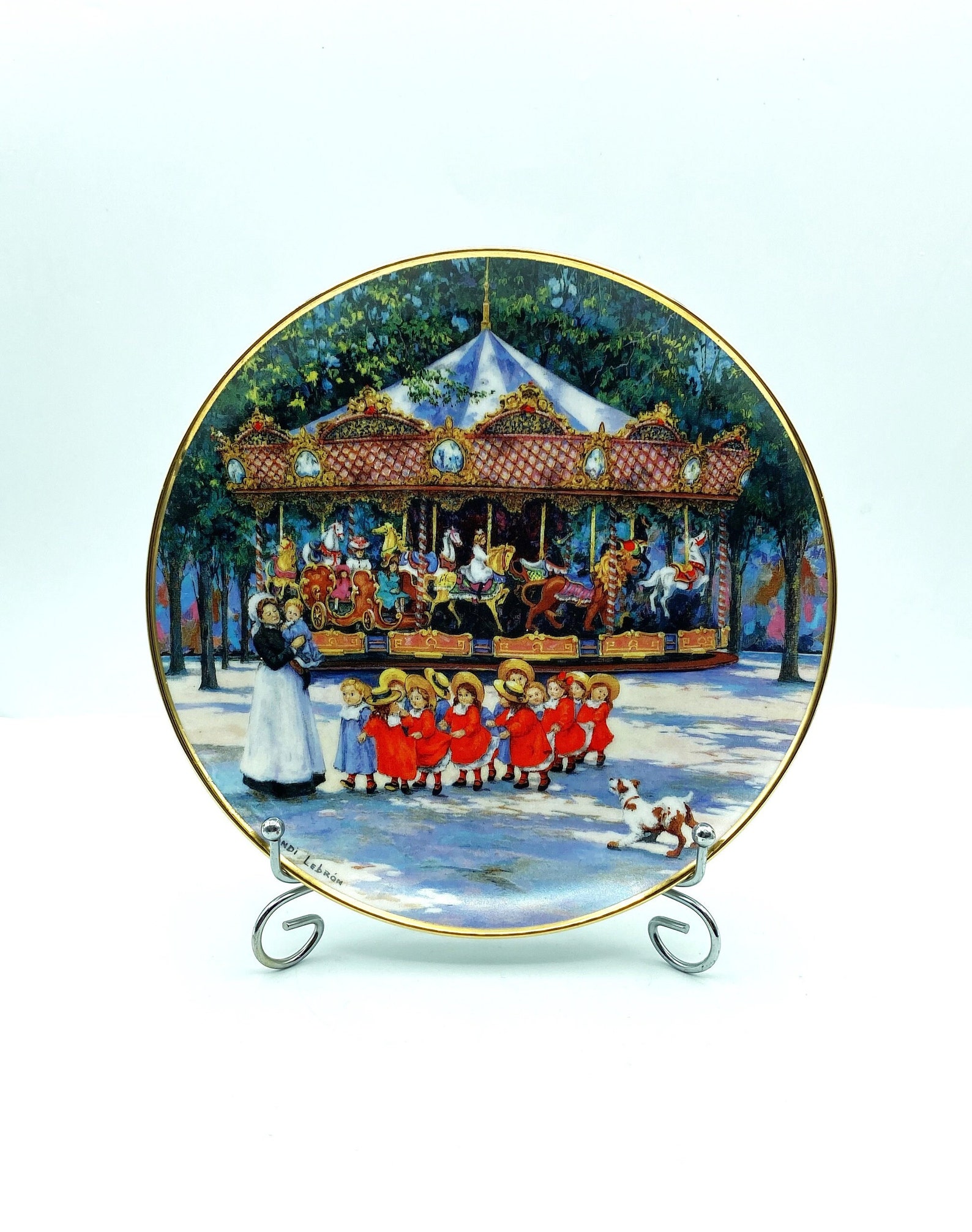 Franklin Mint Collectors Plate " Carousel Holiday" by Sandi Lebron - Etsy
