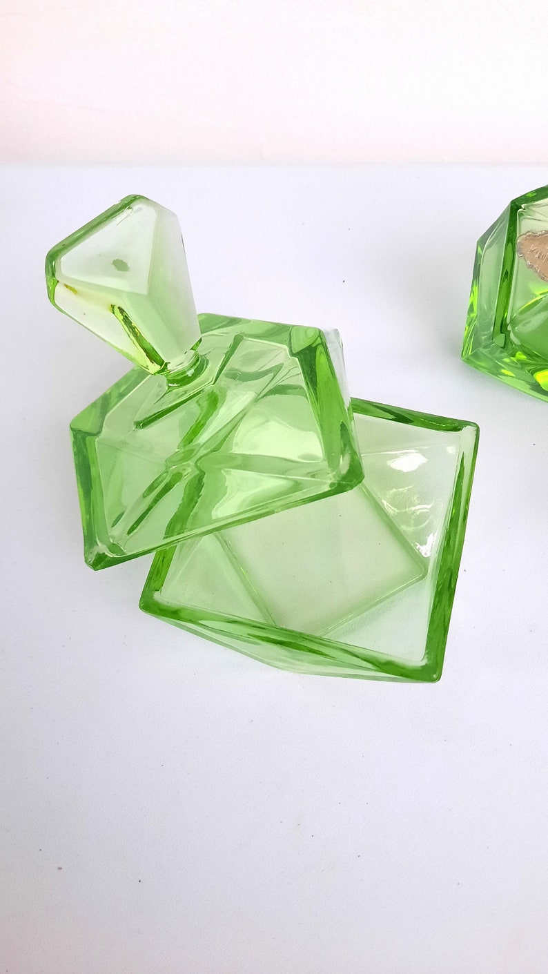 Vintage Rare Green Crystal Vanity Set Echt Kristall German - Etsy