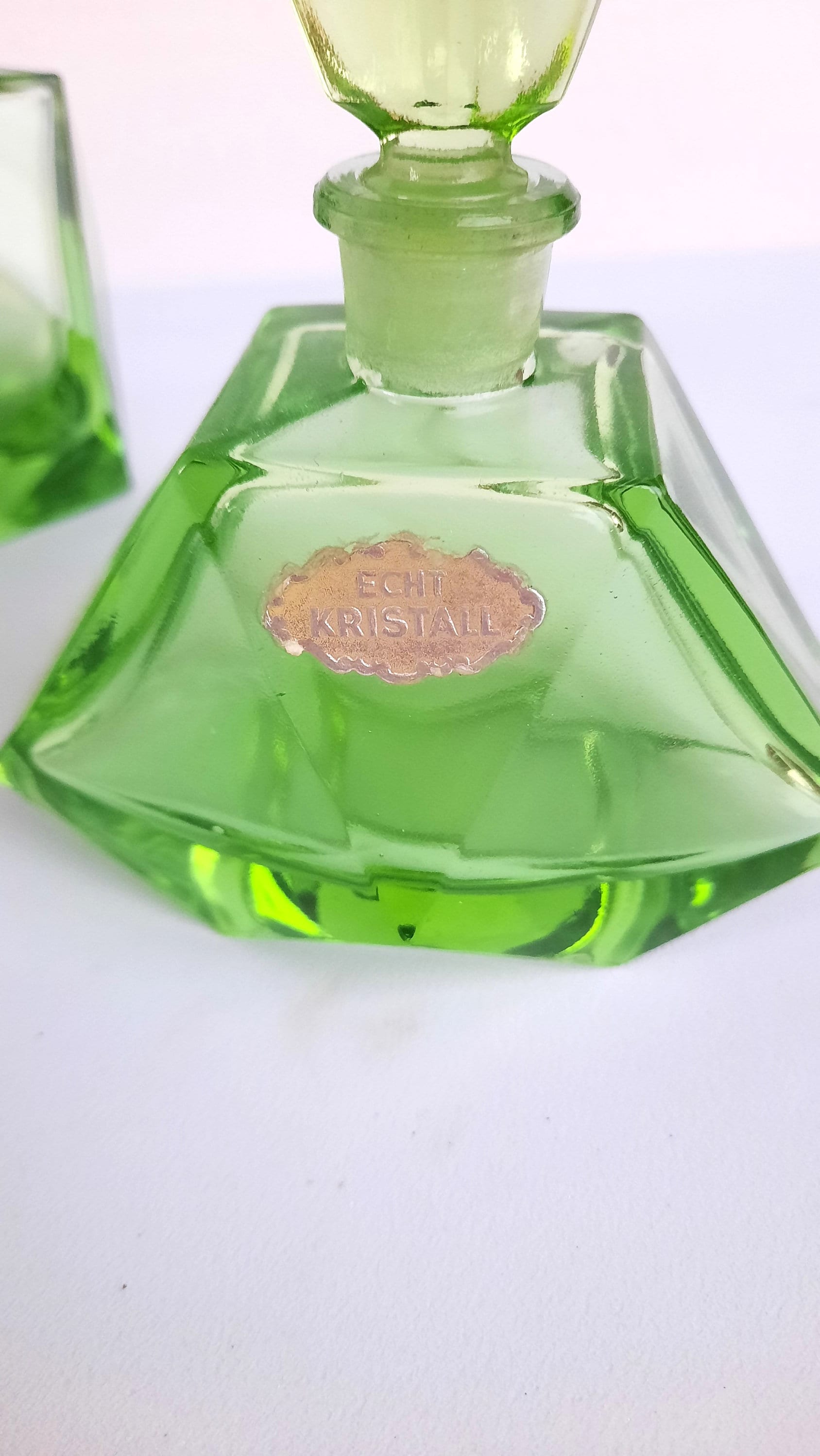 Vintage Rare Green Crystal Vanity Set Echt Kristall German - Etsy