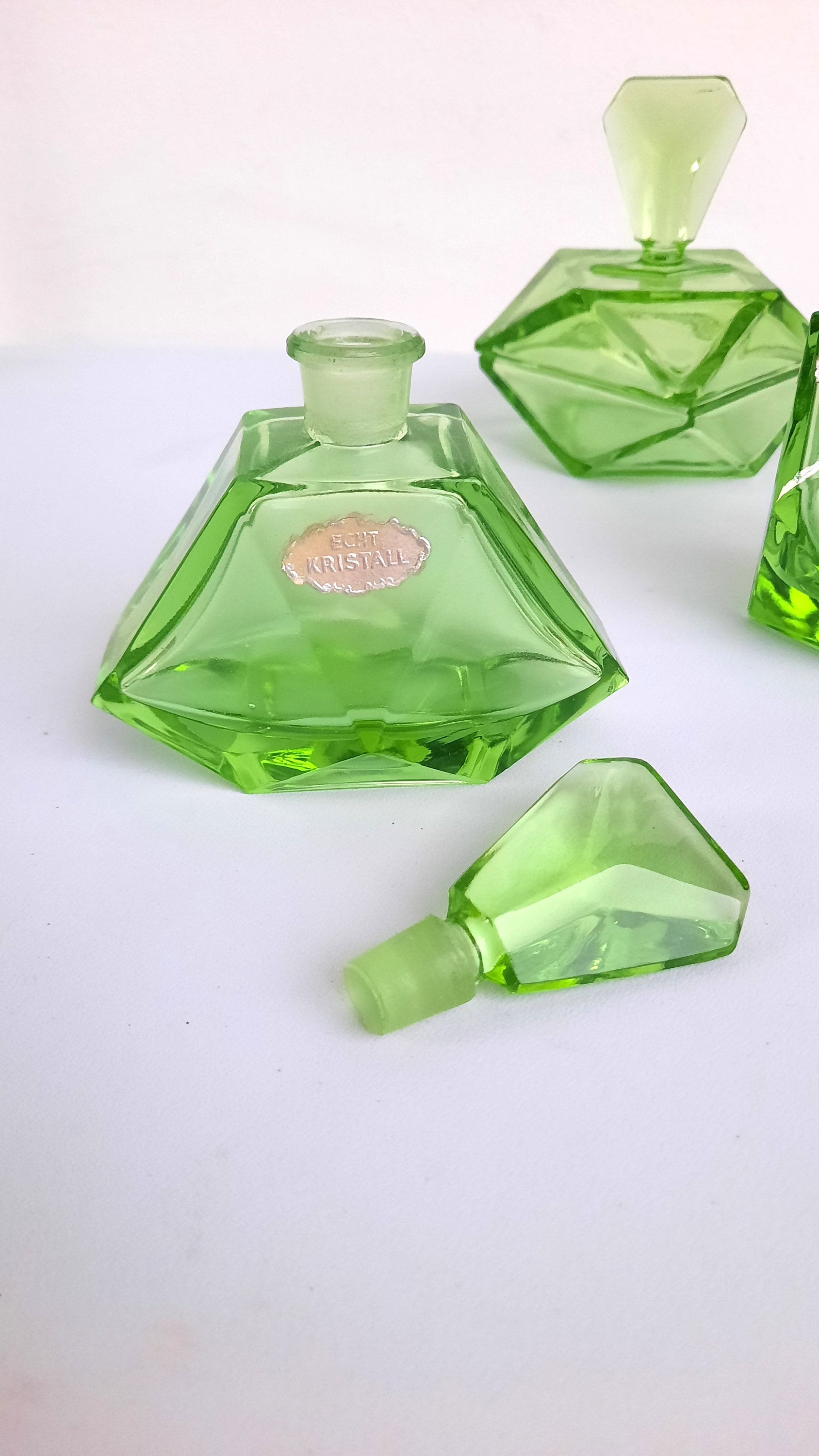 Vintage Rare Green Crystal Vanity Set Echt Kristall German - Etsy