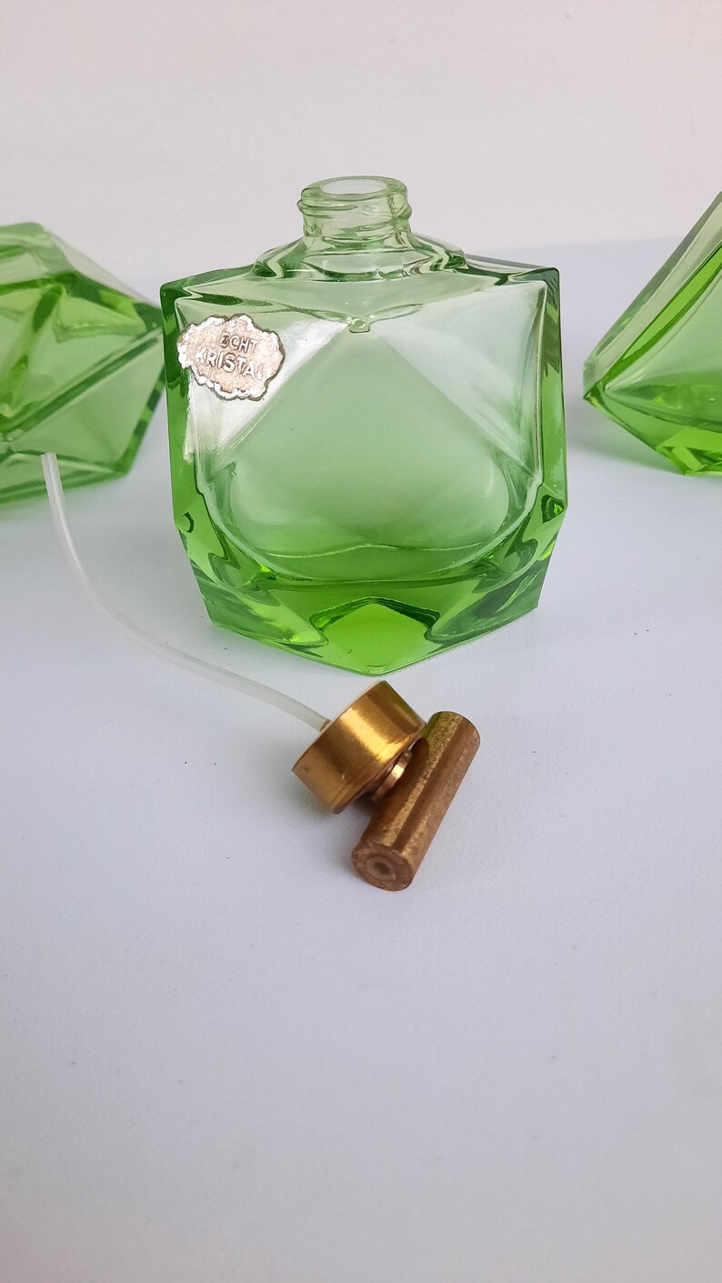 Vintage Rare Green Crystal Vanity Set Echt Kristall German - Etsy