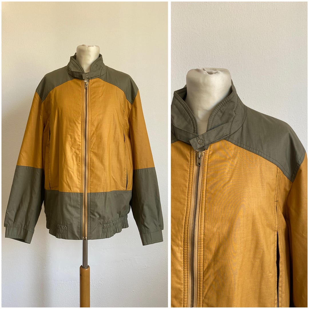 Vintage Mustard Khaki Colour Block Lightweight Jacket Mesh Lining - Etsy