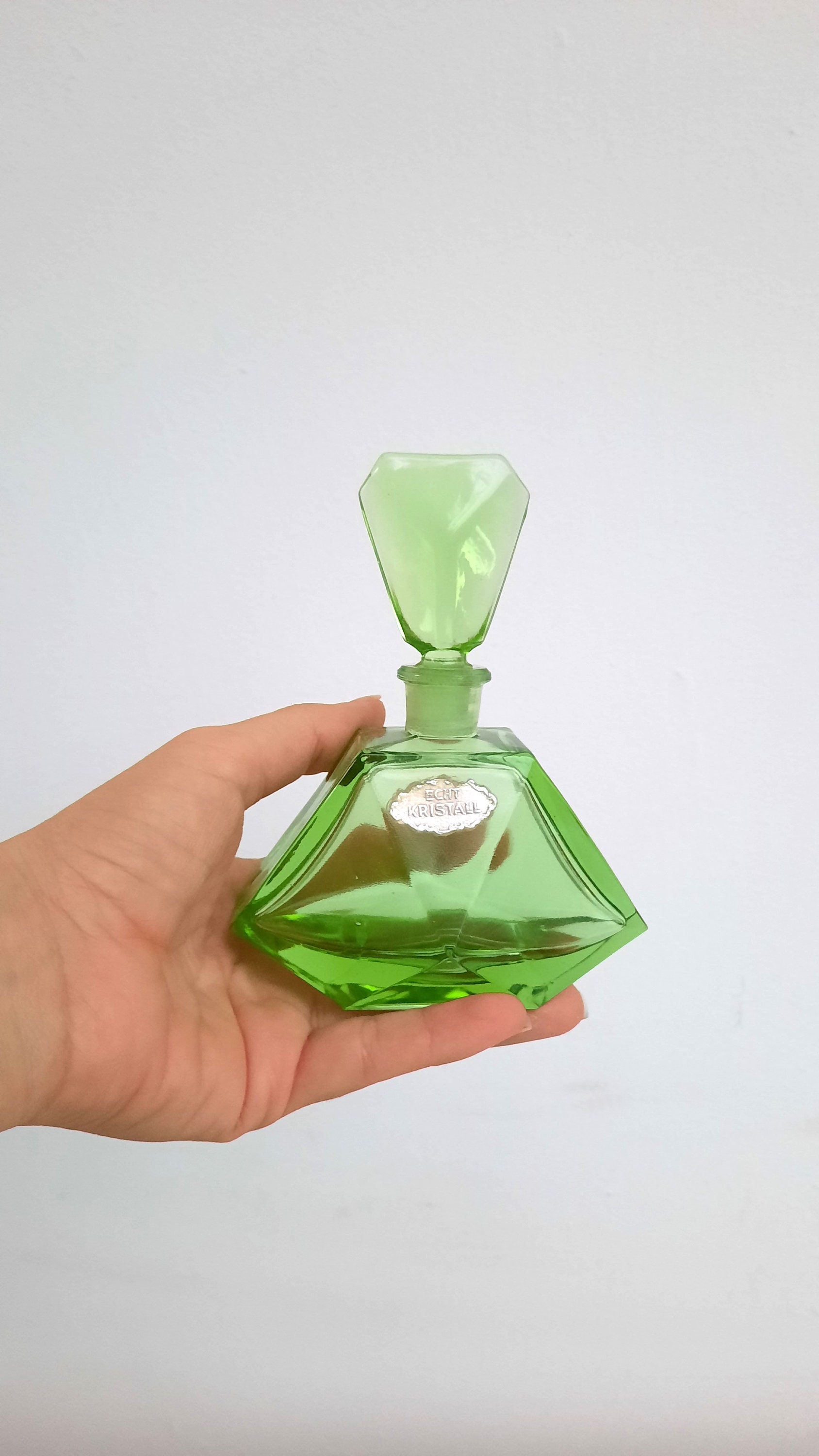 Vintage Rare Green Crystal Vanity Set Echt Kristall German - Etsy