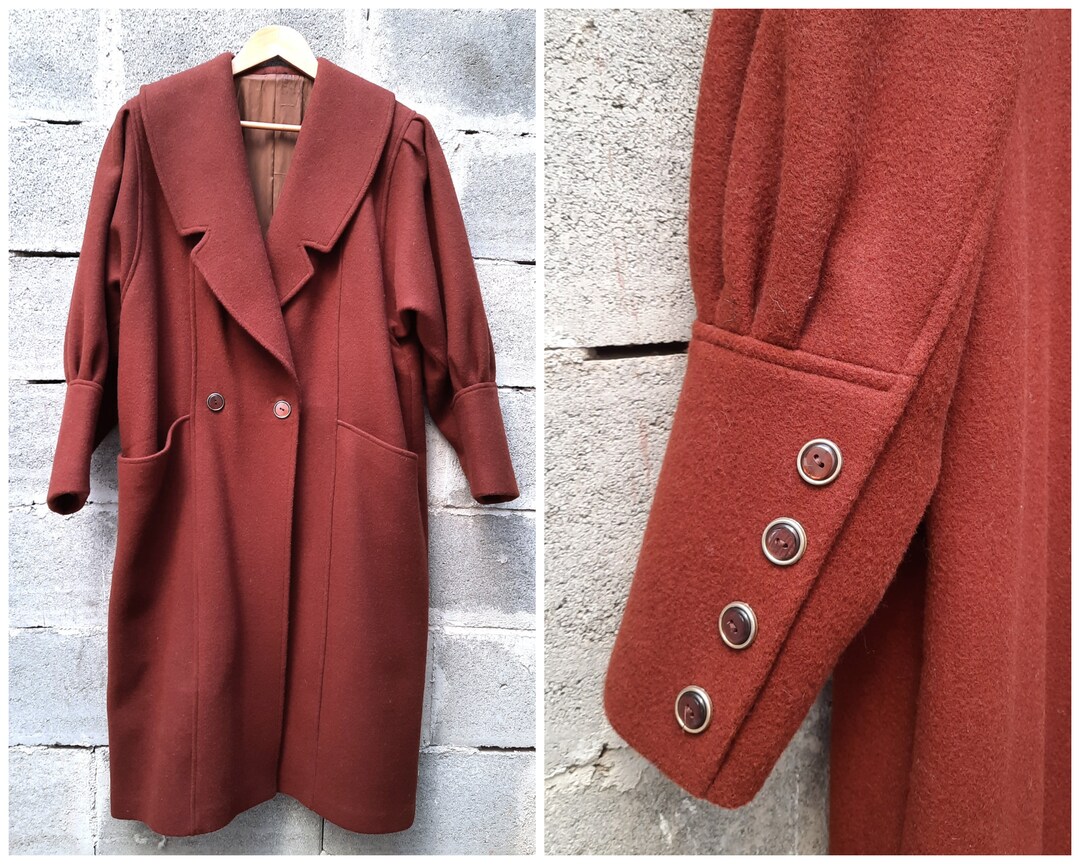 Stunning Vintage Windsmoor Long Brown Wool Coat Double Breasted Pleat ...