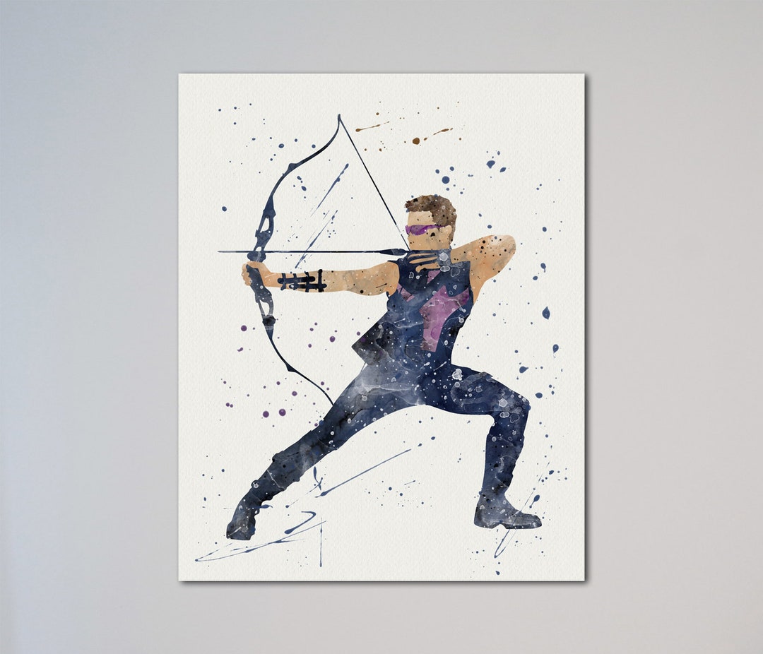 Hawkeye Avengers Poster Watercolor Print Special Agent of S.H.I.E.L.D ...