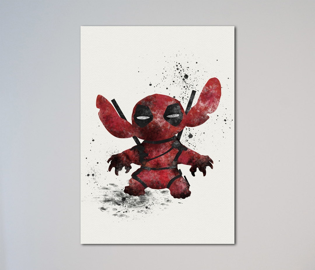 Stitch Deadpool Poster Watercolor Print Lilo and Stitch Funny - Etsy
