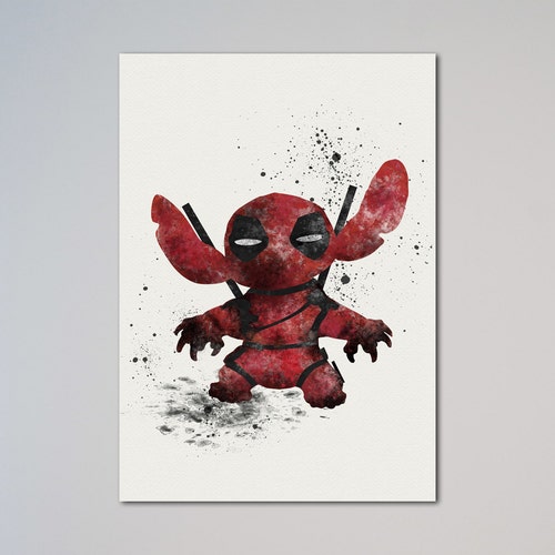 Stitch Deadpool Poster Watercolor Print Lilo and Stitch Funny - Etsy