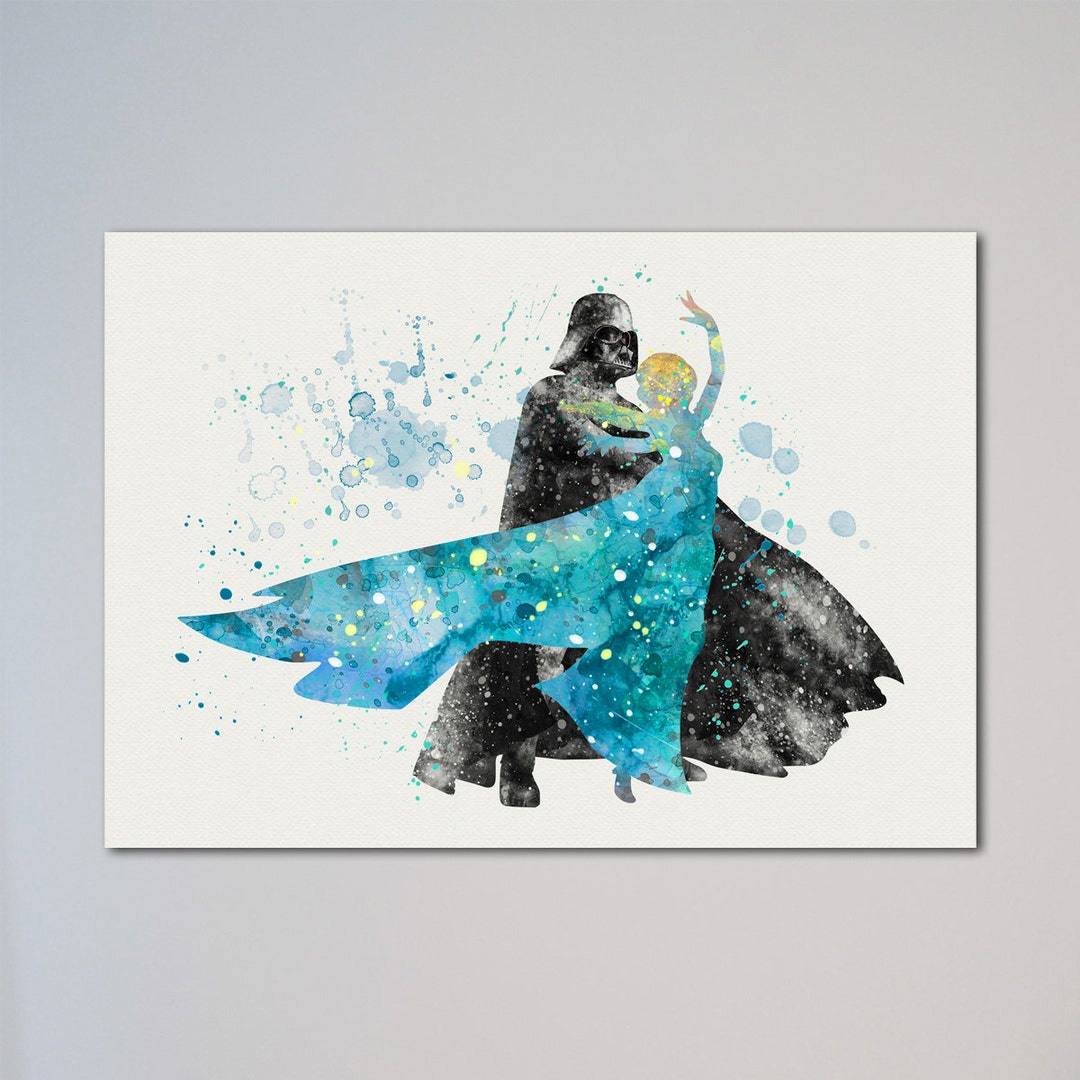 Darth Vader and Elsa Star Wars Poster Watercolor Print Gift - Etsy