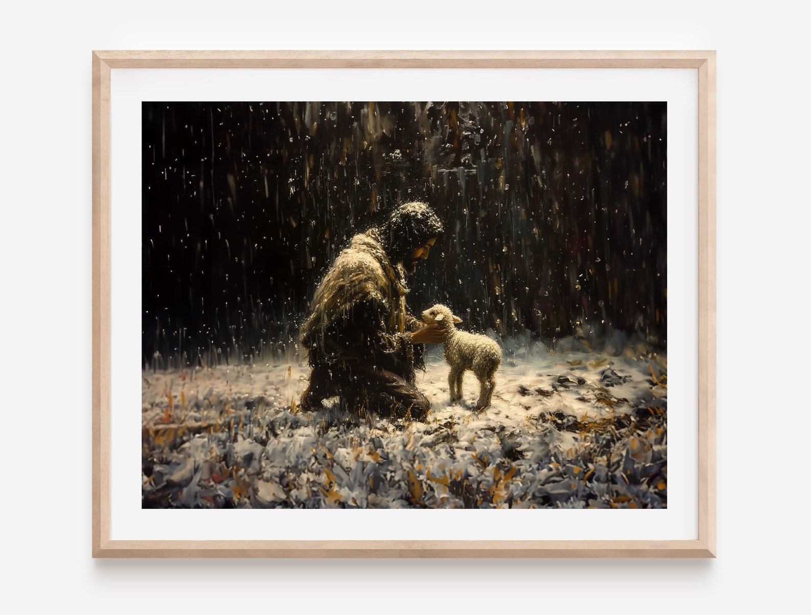 Jesus Christ Finds the Lost Lamb and Holds It in His Hands Jesus Leaves ...