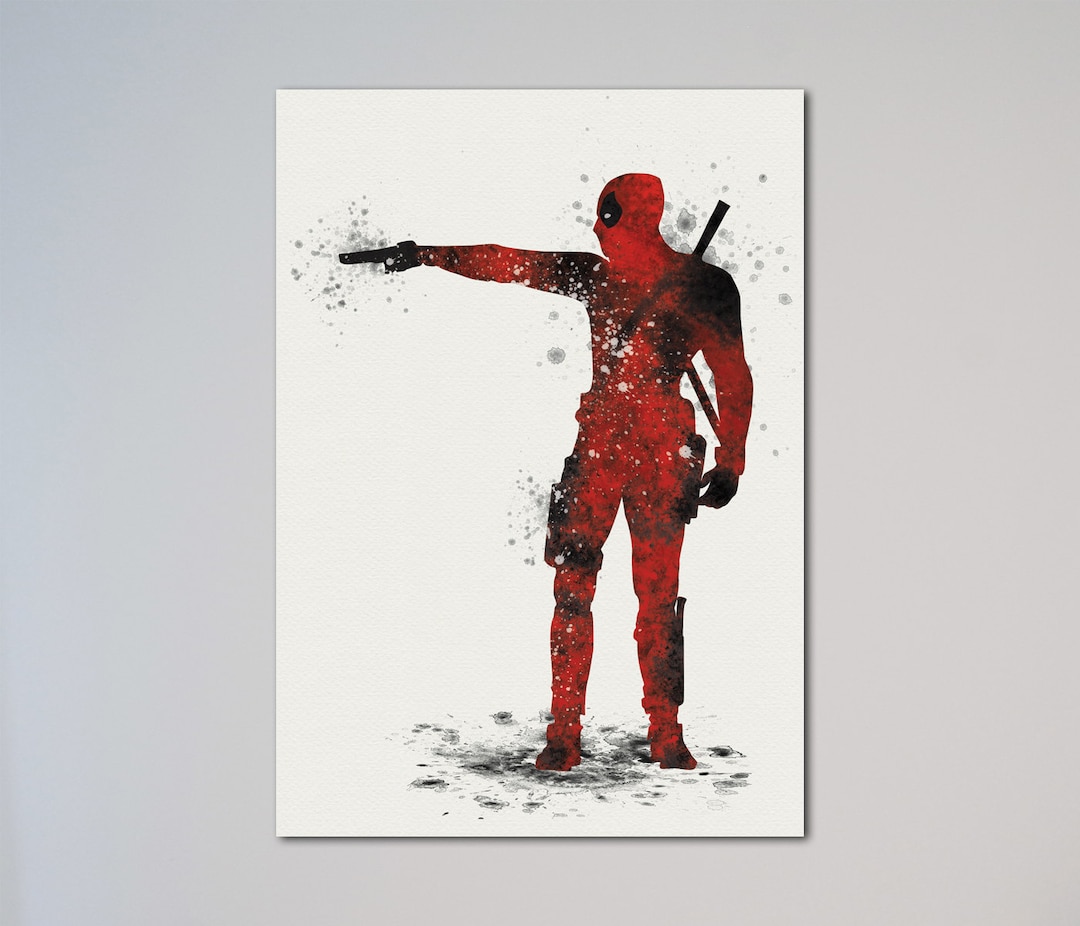 Deadpool Print Watercolor Poster Wall Decor Fine Art Giclee Home Decor ...