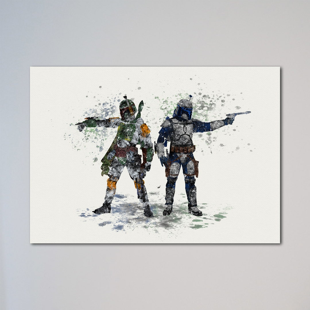 Boba Fett and Jango Fett Bounty Hunters Poster Watercolor Star Wars ...