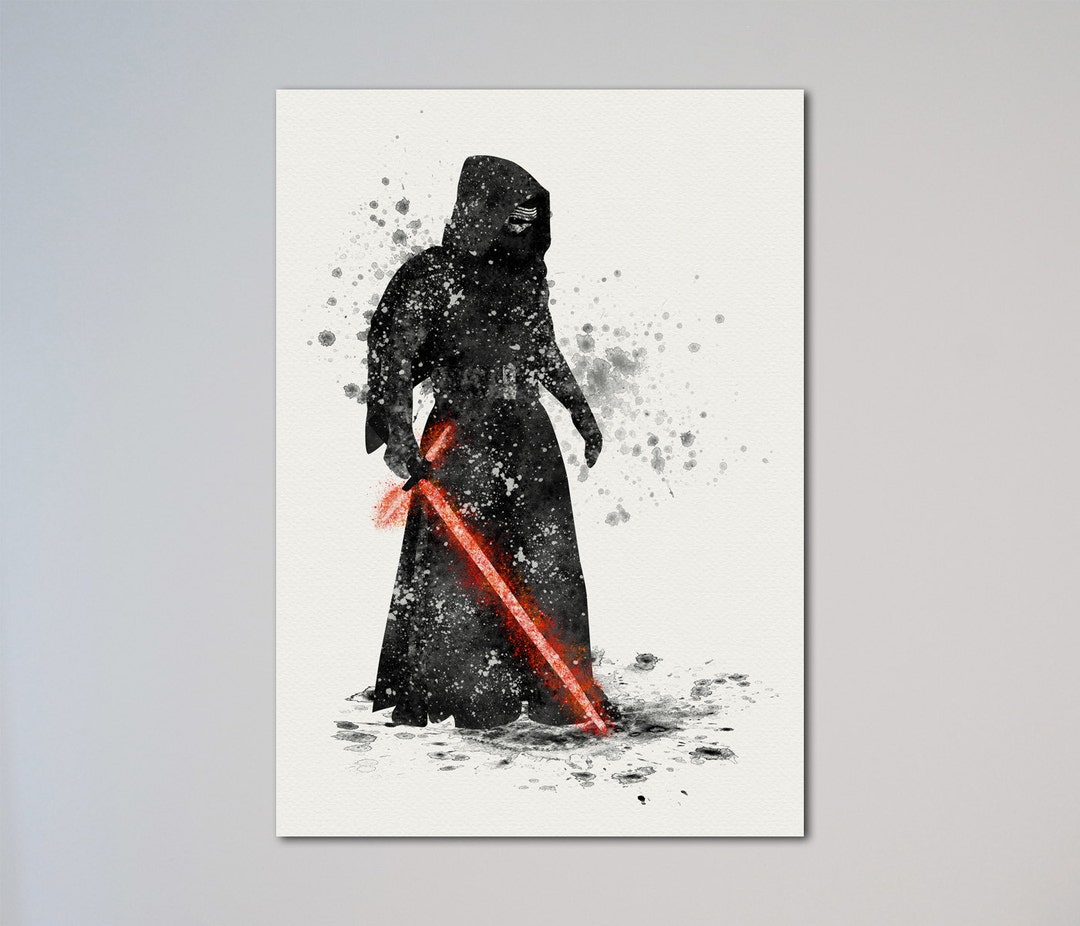 Kylo Ren Print Watercolor Poster or Canvas Star Wars Art Picture Room ...