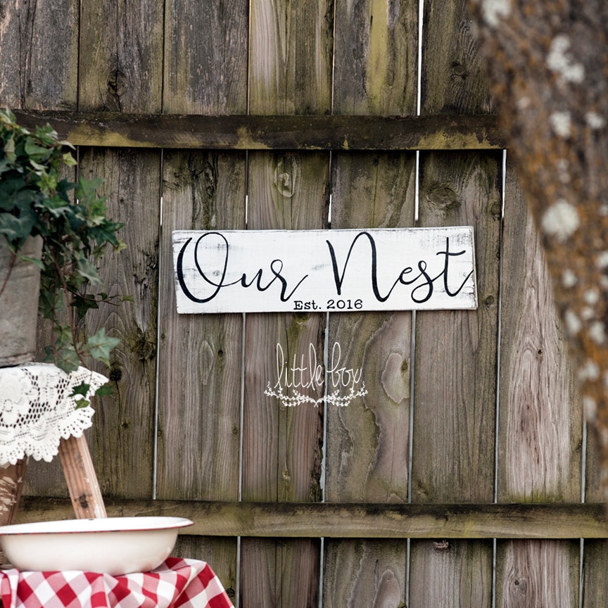 Farmhouse Decor / Established Sign / Our Nest / Farmhouse Sign | Etsy