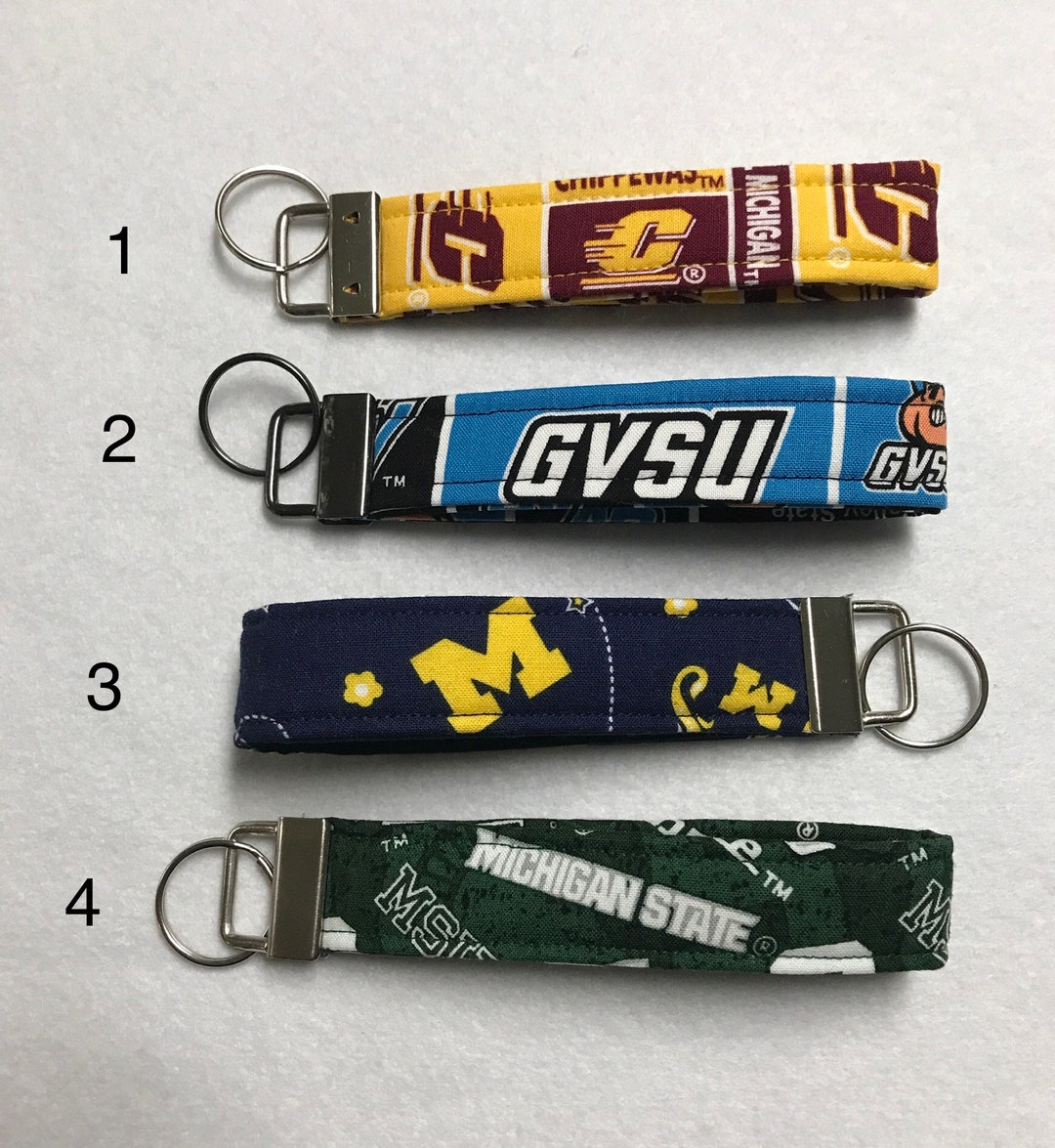 Michigan College Wristlet Key Fob: Handmade Fabric Keychain - Etsy