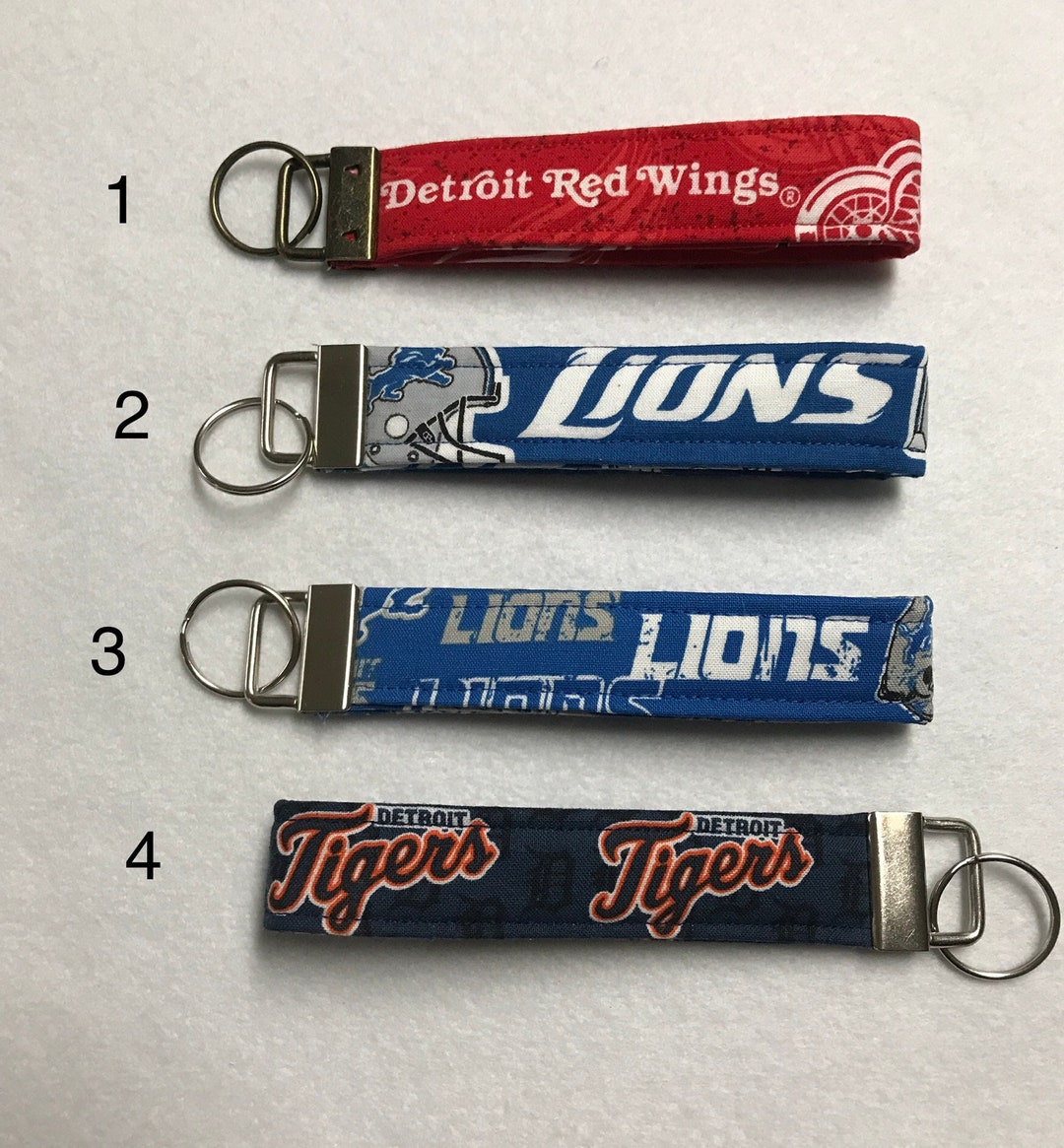 Detroit Sports Fabric Wristlet Key Fob: Red Wings, Lions, Tigers - Etsy