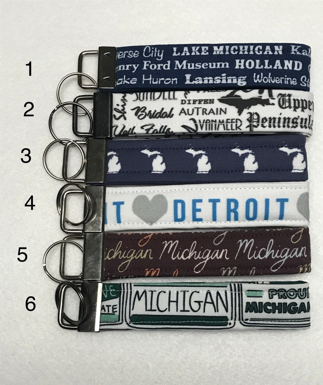 State of Michigan Keychain Key Fob Wristlet - Michigan Key Ring Lanyard ...