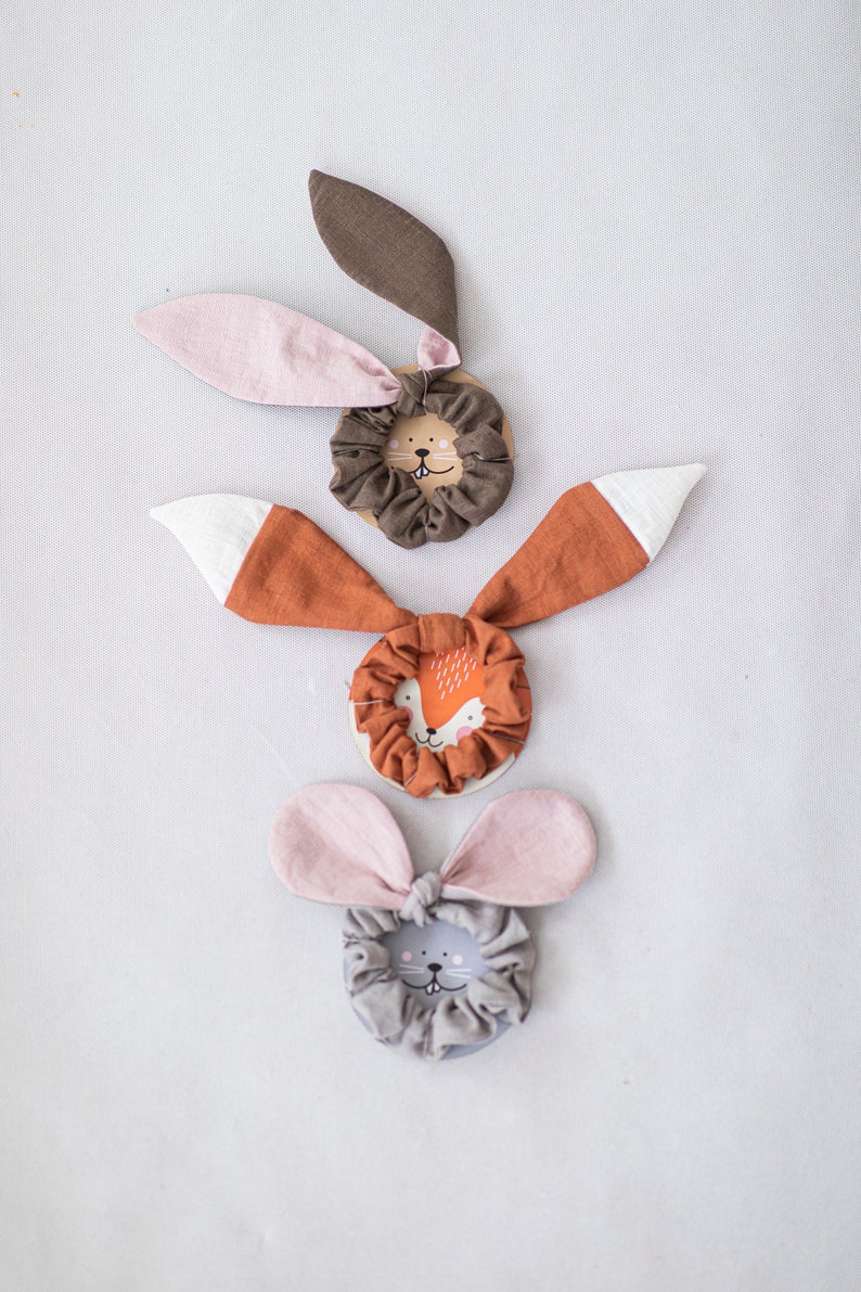 Linen Hair Scrunchie Fox Ponytail Holder | Etsy
