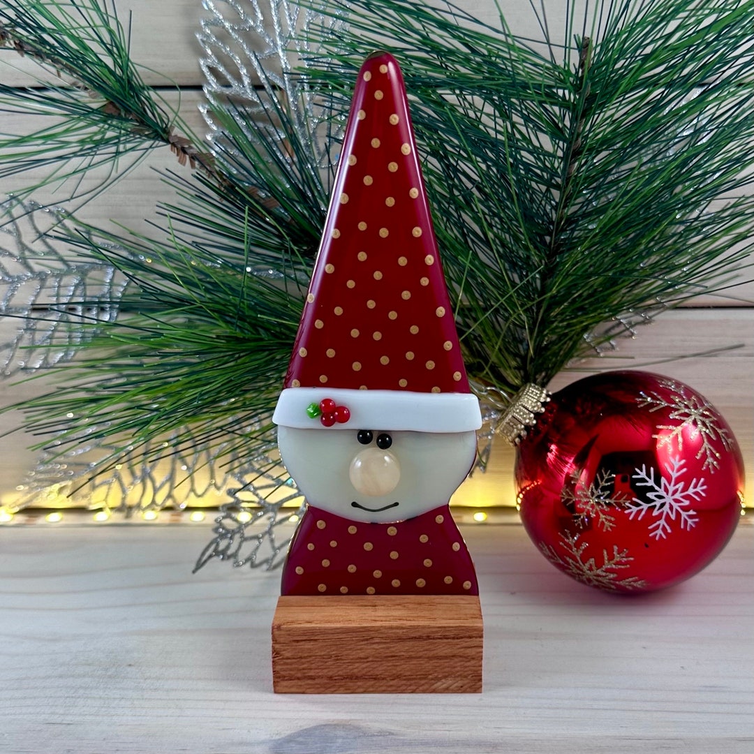 Discounted, Red Elf Christmas Decoration With Gold Polka Dots, Fused ...