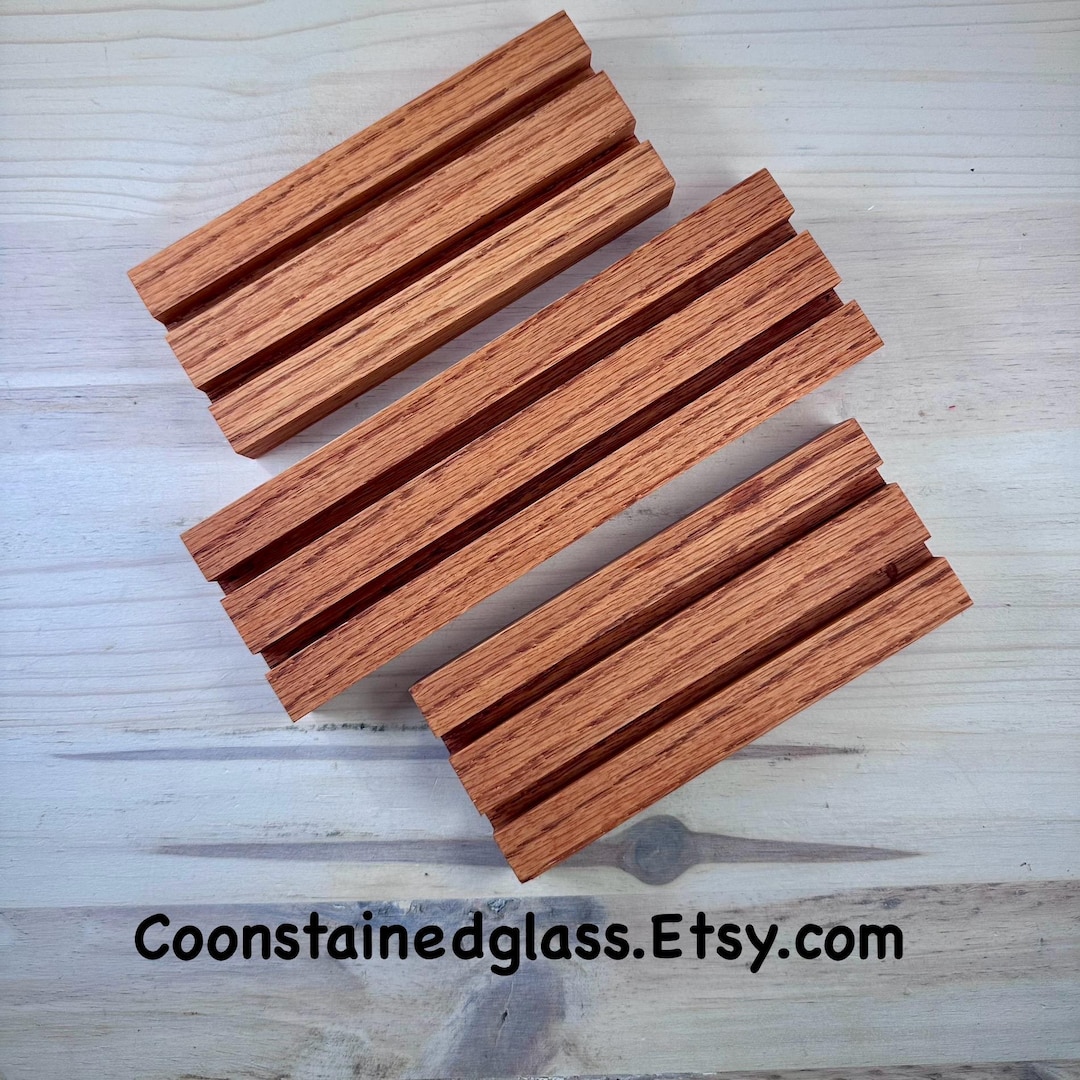 Double Groove Oak Wood Display Stands for Fused Glass and Stained Glass ...