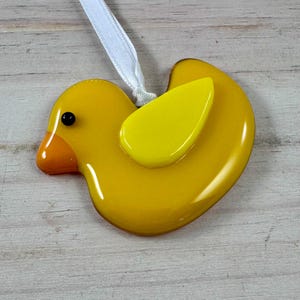 Fused Glass Yellow Duck Ornament: Handmade Nursery Decor - Etsy