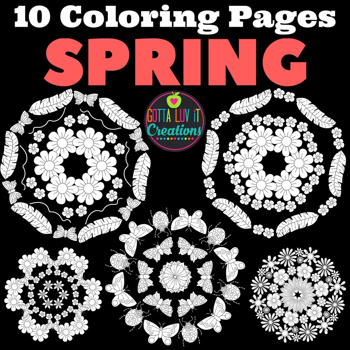 Mandala Coloring Pages 10 Spring Designs - Etsy
