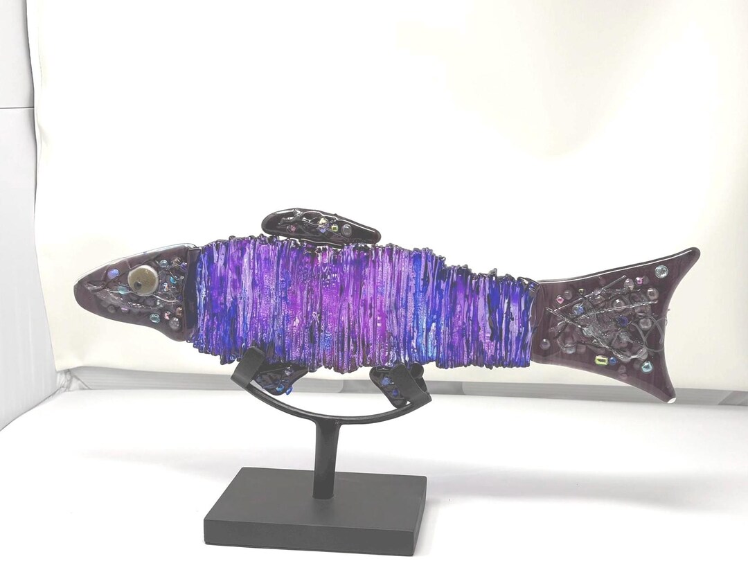Penelope the Fish; Purple Fused Glass Fish Sculpture - Etsy