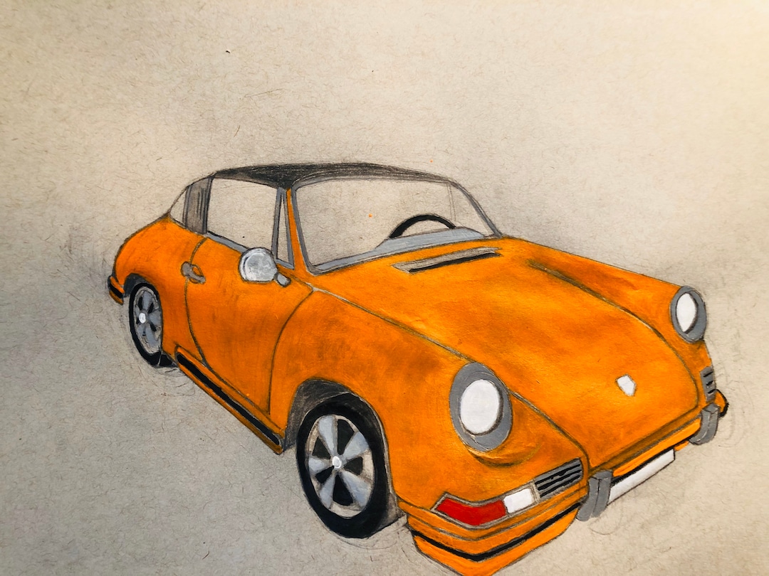 Vintage Porsche Drawing - Etsy