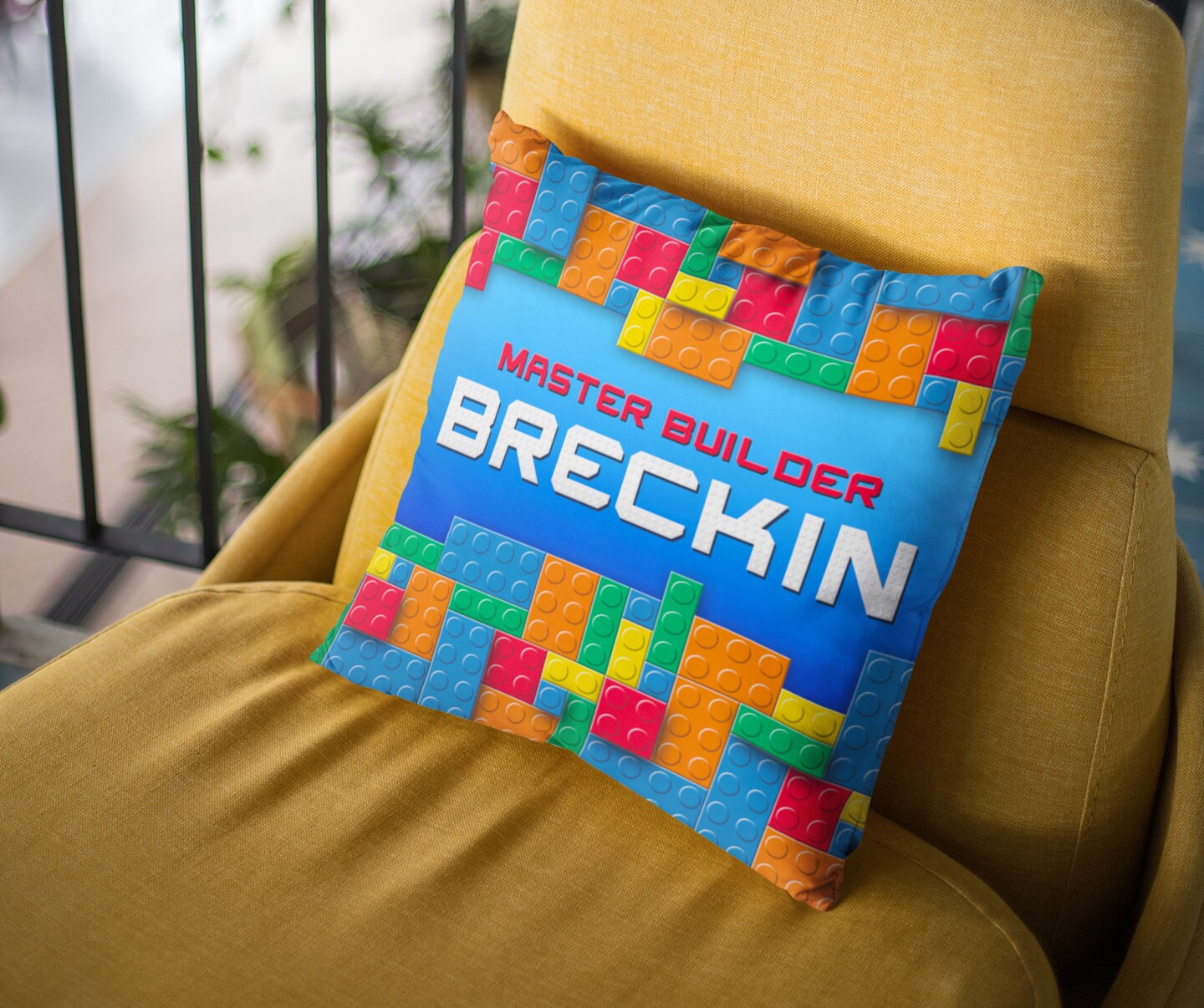 Master Builder Pillow, Block Brick, Custom Kids Pillow, Building Blocks ...