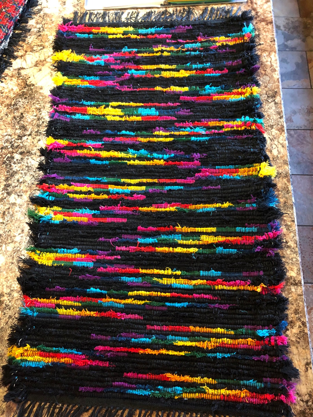 Handwoven Rug Made From Wool Selvedges, Washable, Durable, Reversible ...
