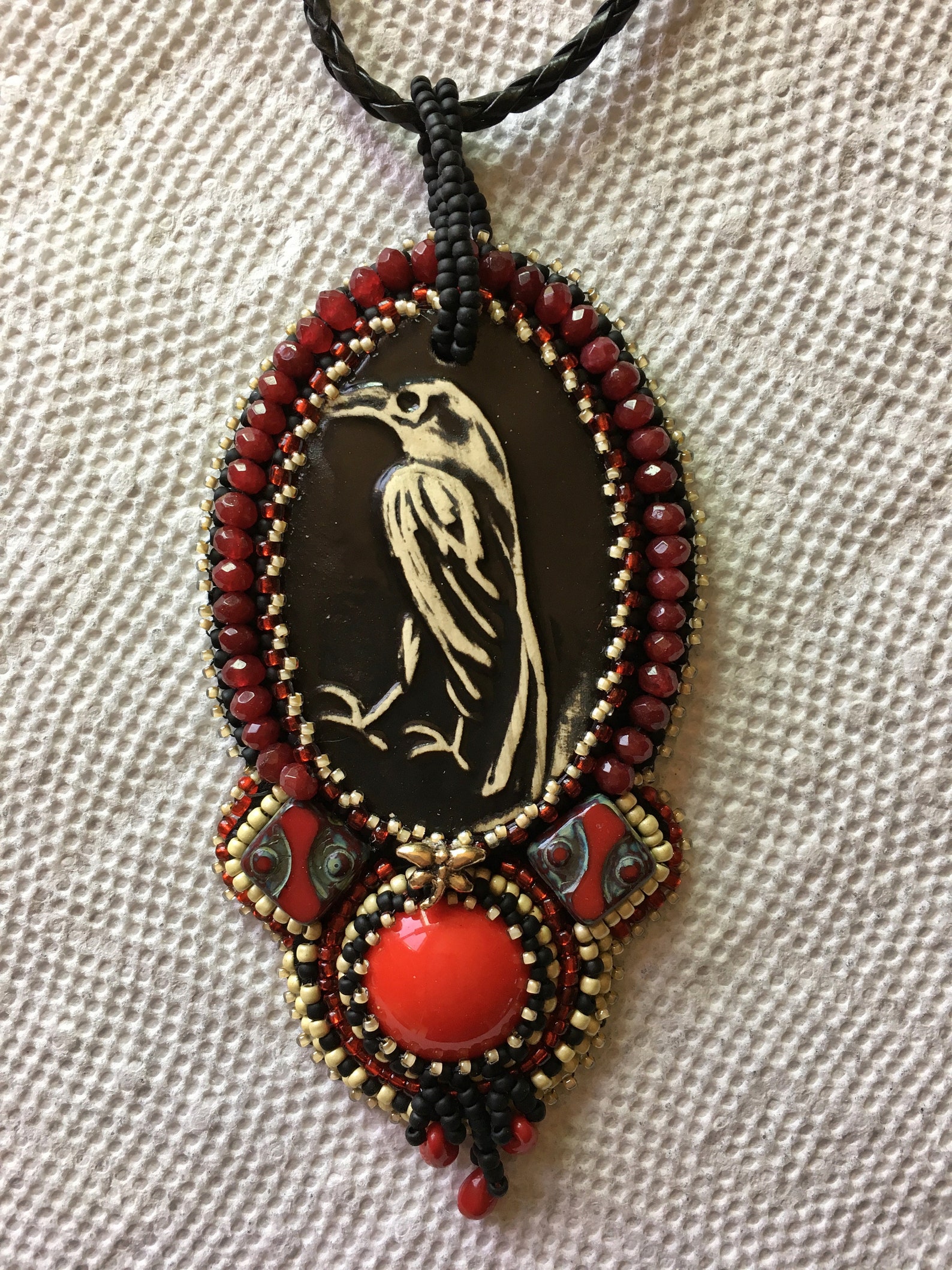 Bead Embroidery Raven/crow Necklace or Pendant - Etsy