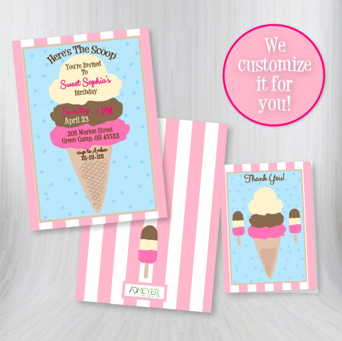 Ice Cream Invitation Ice Cream Birthday Invitation Ice - Etsy