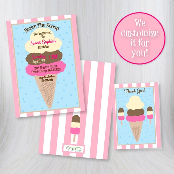 Ice Cream Invitation Ice Cream Birthday Invitation Ice | Etsy
