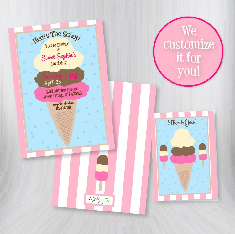 Ice Cream Invitation Ice Cream Birthday Invitation Ice Cream Party Ice ...