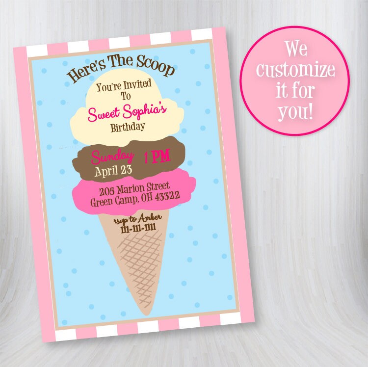 Ice Cream Invitation Ice Cream Birthday Invitation Ice Cream Party Ice ...