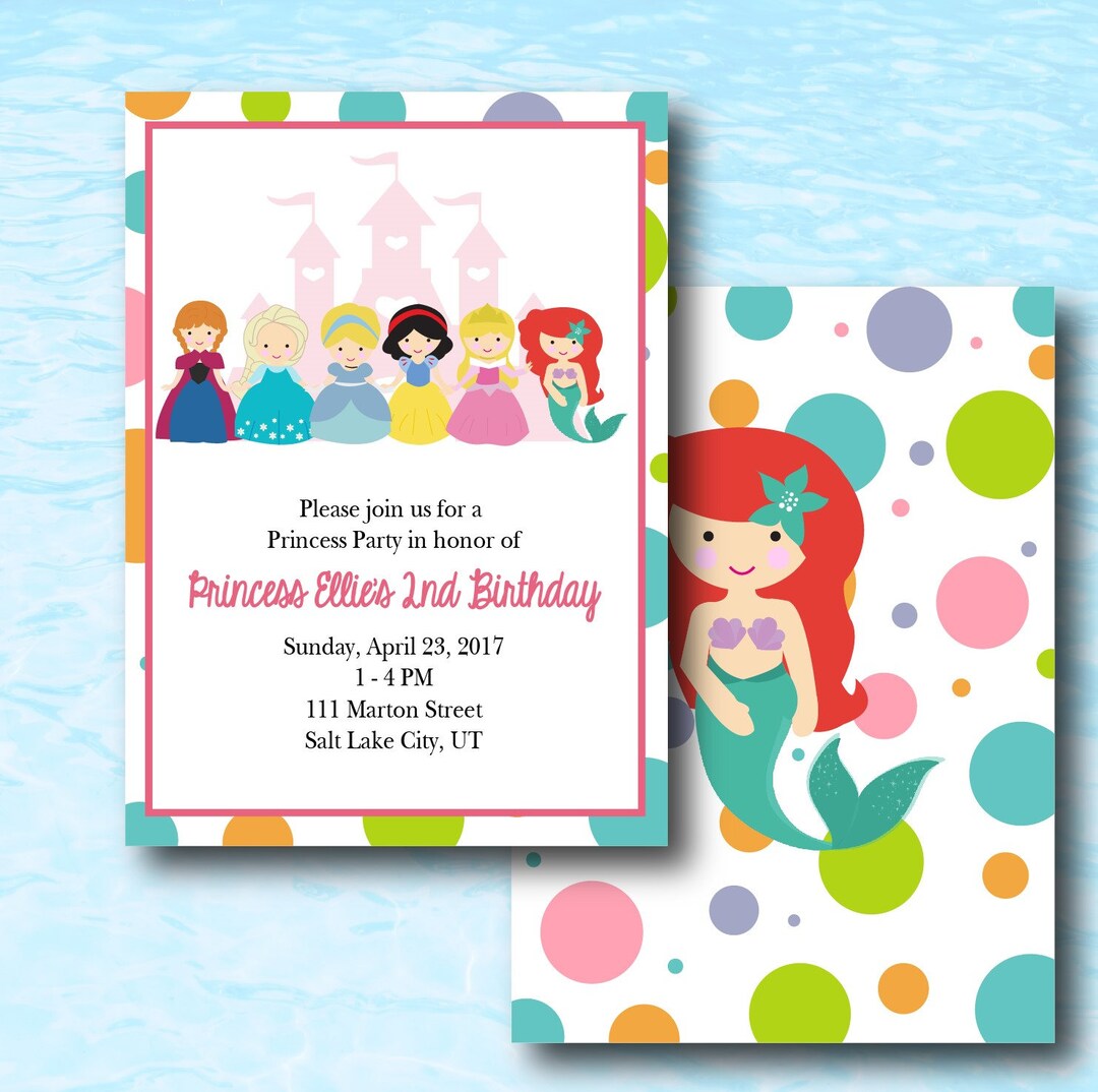 Disney Princess Birthday Invitation, Custom Disney Birthday Invitation ...