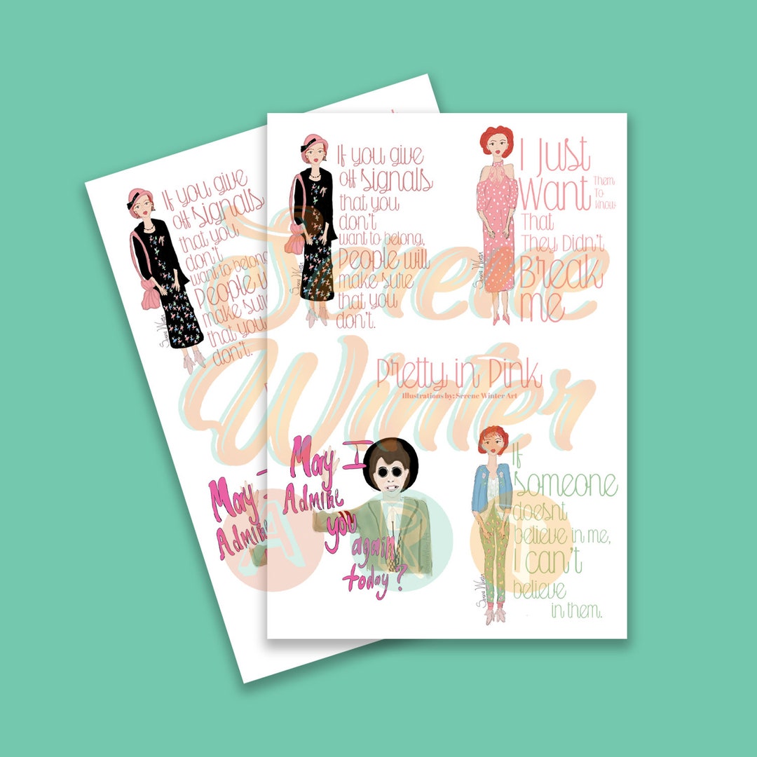 Pretty in Pink Mini Sticker Sheets - Memorable Quotes Edition - Etsy