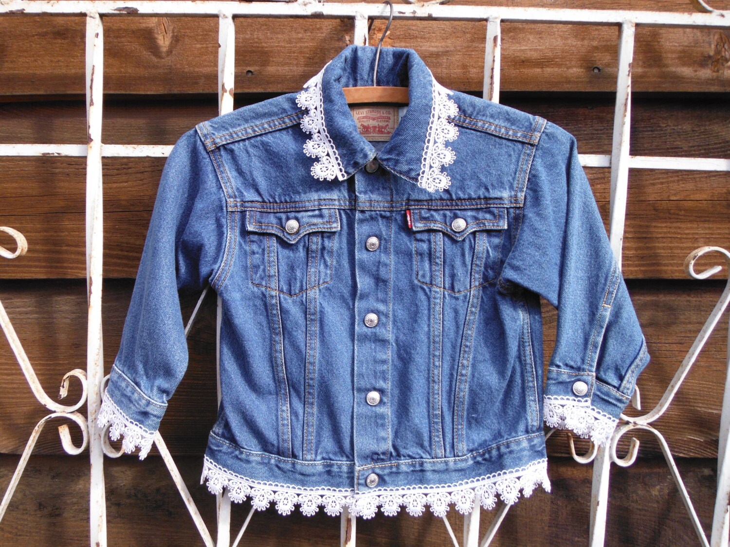 Girls Vintage Trucker Style Denim Jacket / Size 4T / Boho Lace - Etsy