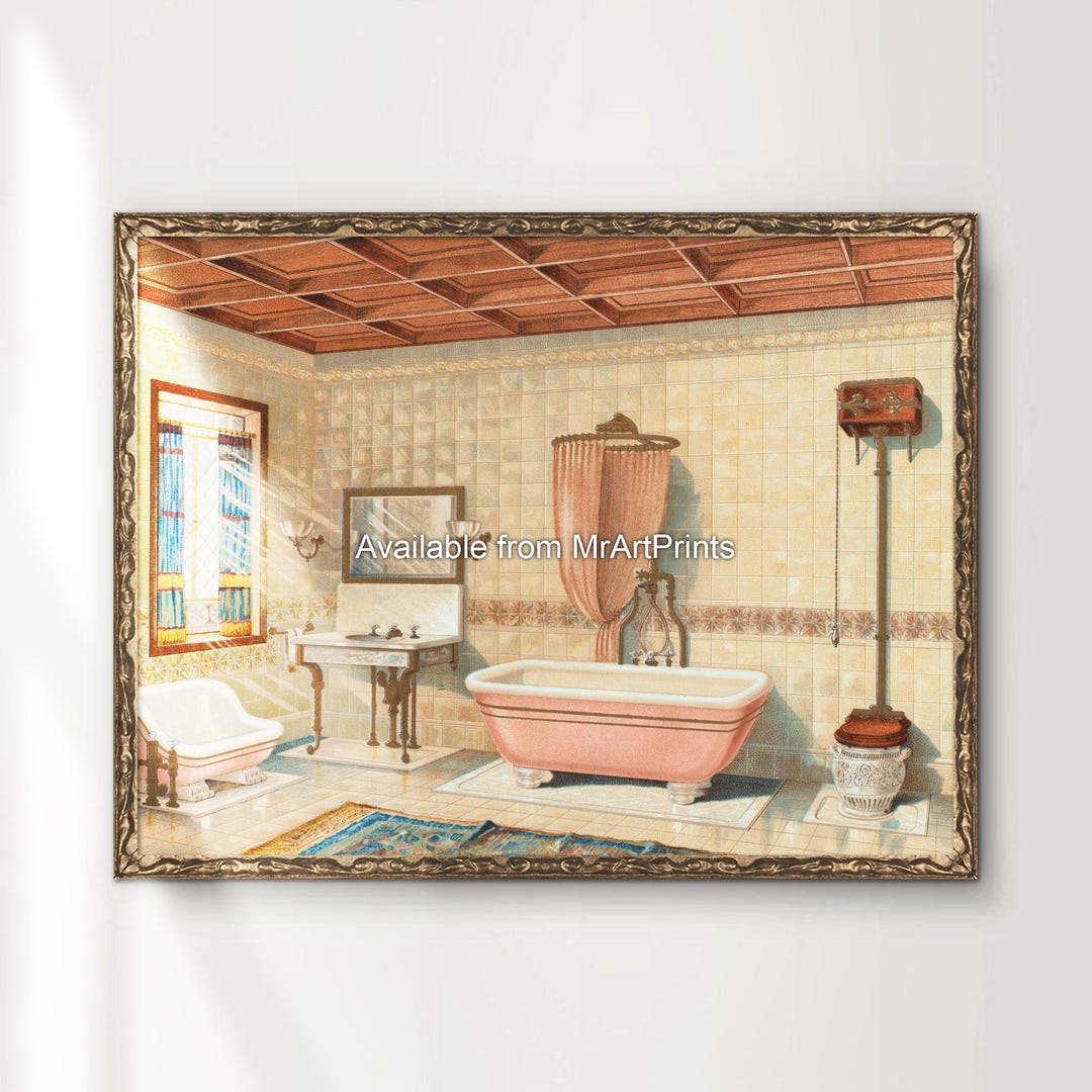 Victorian Bathroom Vintage Art Print Poster Wall Picture Bath Decor A4 ...