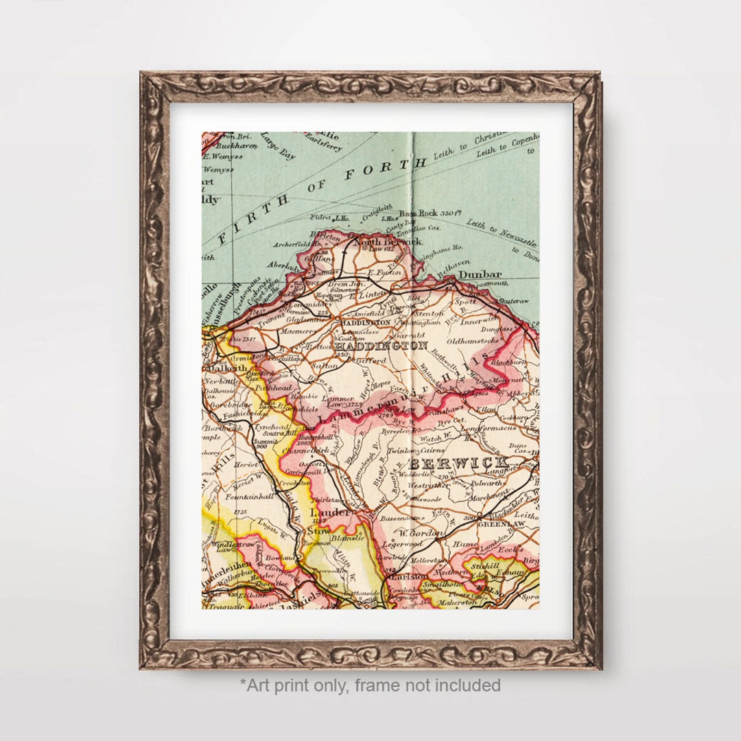 Vintage East Lothian Scotland Map Print, Haddington County Chart - Etsy UK